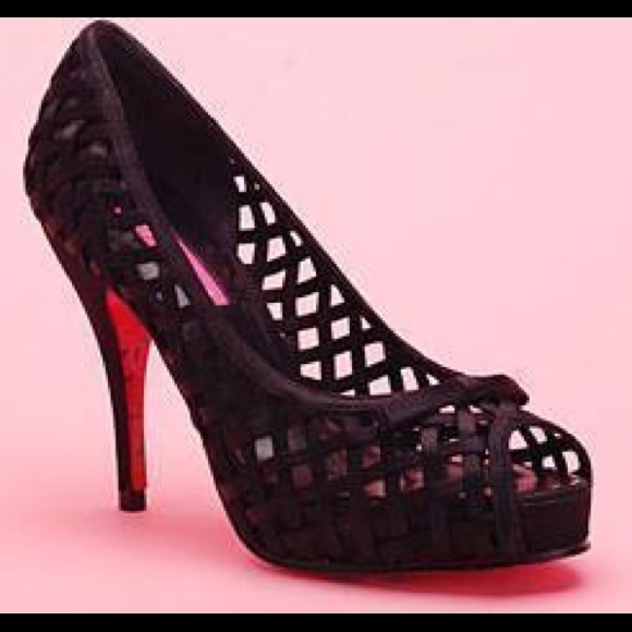 Betsey Johnson | Shoes | Betsey Johnson Jalia Black Satin Lattice Heels ...